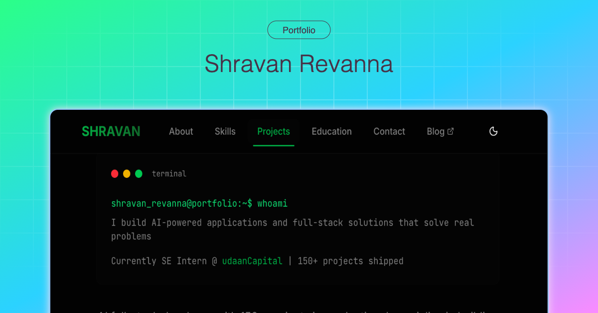 Shravan Revanna | AI Full-Stack Developer | Automation & GenAI Solutions